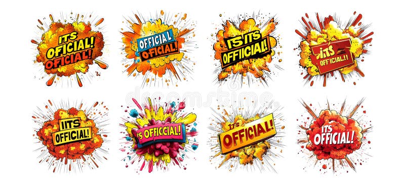 Pack Comic Explosion with the Text ITS OFFICIAL in Bold Typography ...