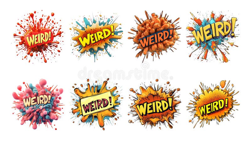 Pack Comic Explosion with the Text WEIRD in Bold Typography Set Against ...