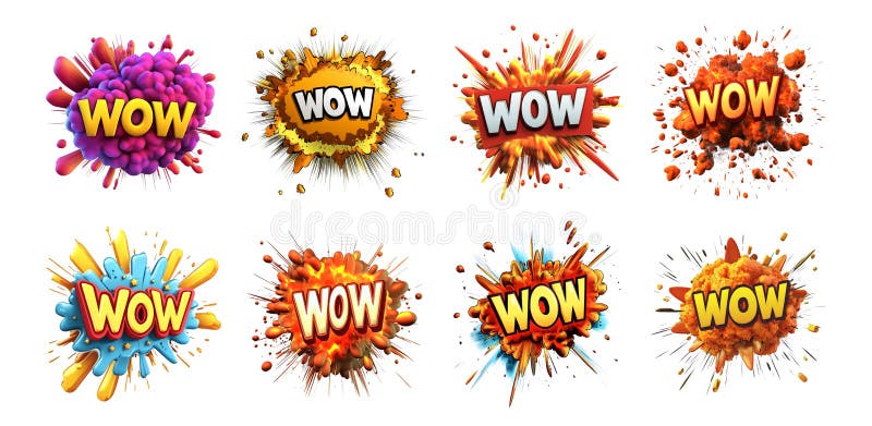 Pack Comic Explosion with the Text WOW in Bold Typography Set Against a ...
