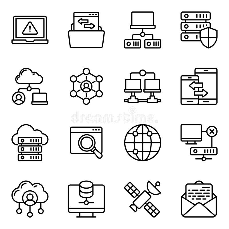 Pack of Communication Devices Icons Stock Vector - Illustration of ...