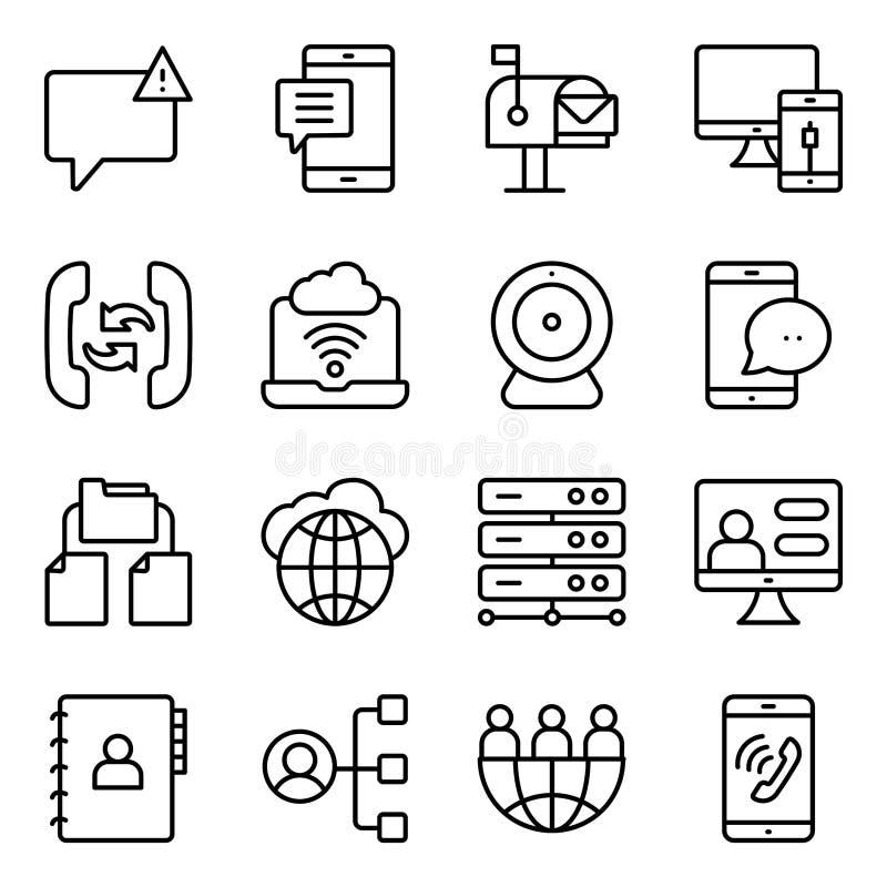 Pack of Communication and Network Technology Linear Icons Stock Vector ...