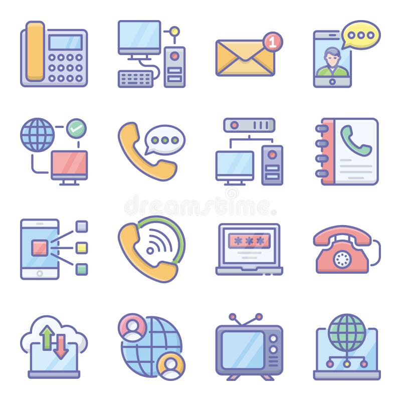 Pack of Communication Technology Vectors Stock Vector - Illustration of ...