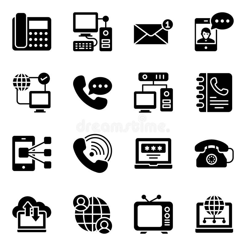 Pack of Communication Technology Vectors Stock Vector - Illustration of ...