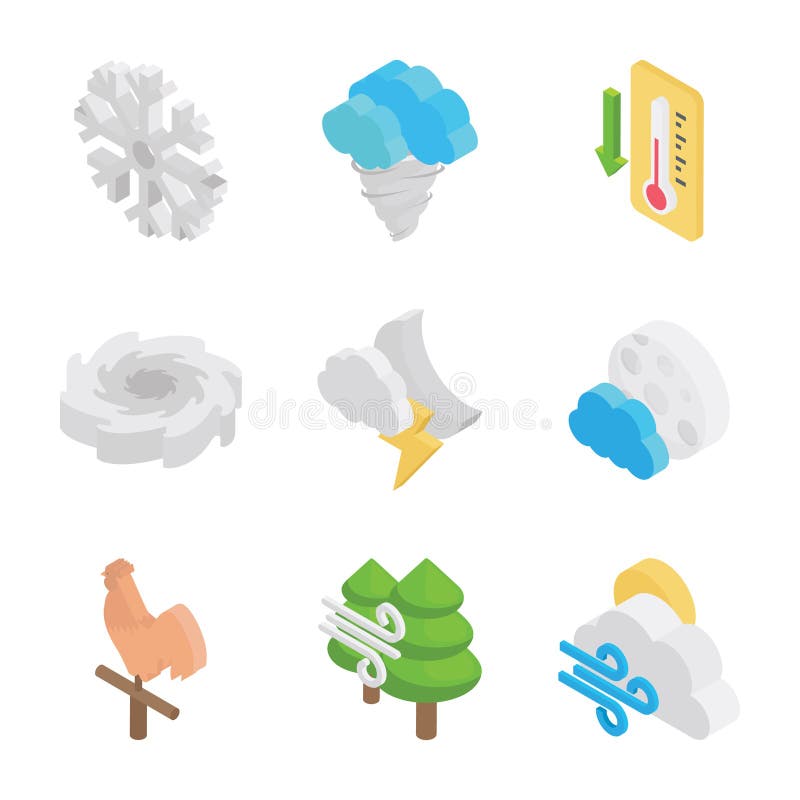 Climatic conditions icons stock illustration. Illustration of snowy ...