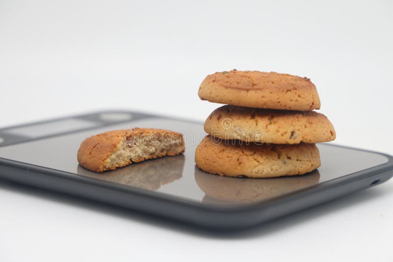 A Pack of Cookies on an Electronic Kitchen Scale, Accurate Calorie ...