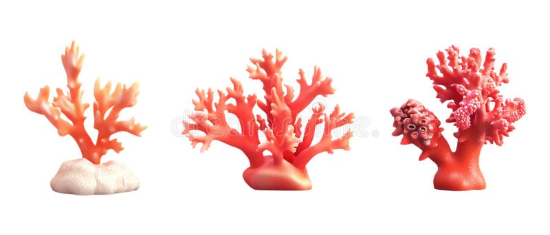 Pack of Coral Icon Set of Five Different Poses Set Against Transparent ...