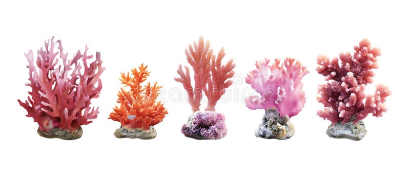 Pack of Coral Icon Set of Five Different Poses Set Against Transparent ...