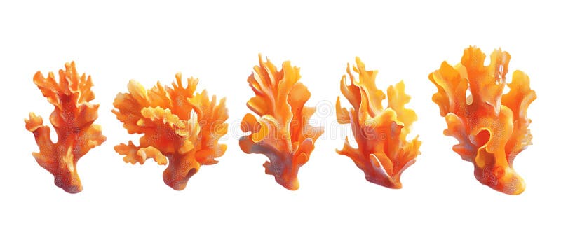 Pack of Coral Icon Set of Five Different Poses Set Against Transparent ...