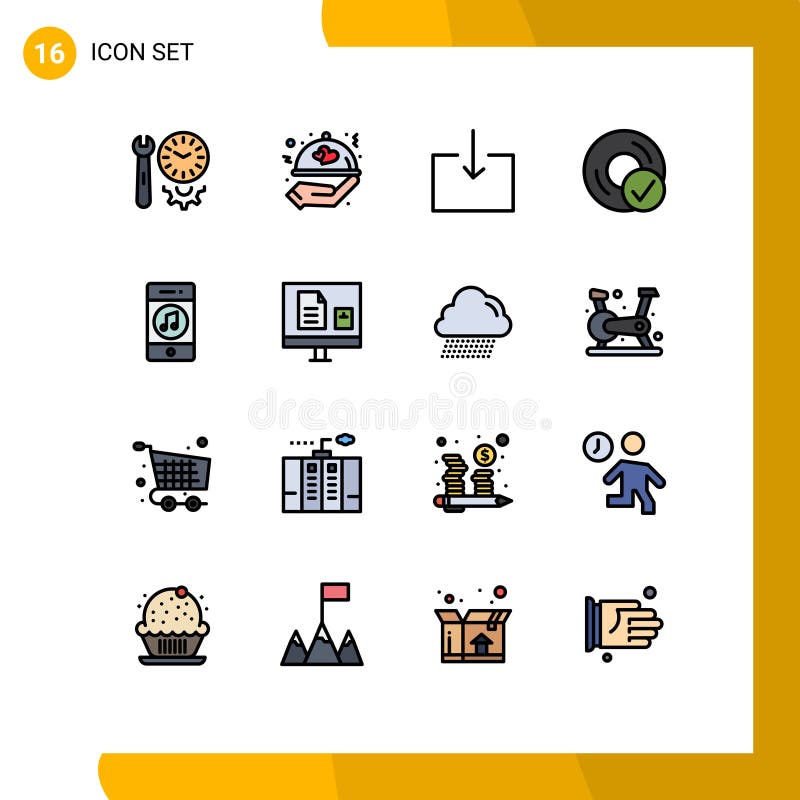 Pack of 16 Creative Flat Color Filled Lines of Communications, Disc ...