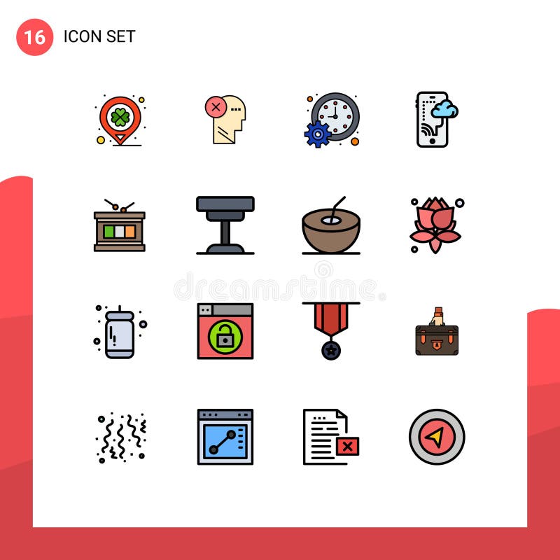 Pack of 16 Creative Flat Color Filled Lines of Connection, Time, Mark ...