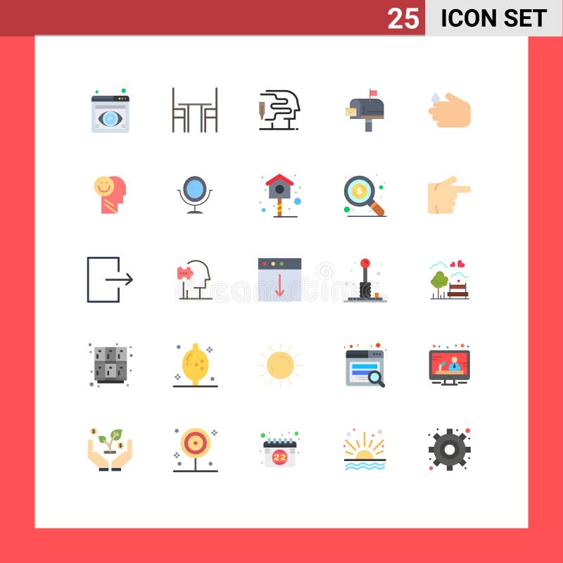 Pack of 25 Creative Flat Colors of Hand, Email, Table, Message, Mail ...