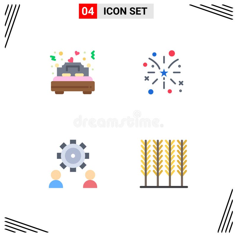 Pack of 4 Creative Flat Icons of Bed, Configure, Wedding, Fire ...