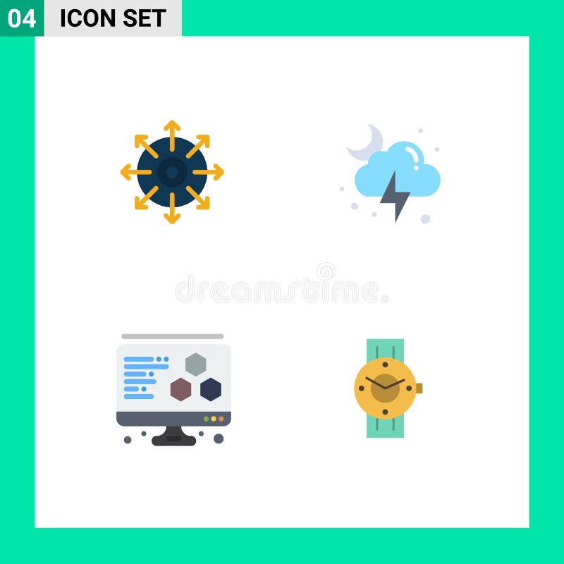 Flat Icon Pack of 4 Universal Symbols of Target, Computer, Success ...