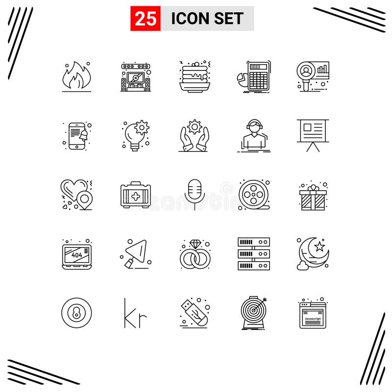 25 Thematic Vector Lines and Editable Symbols of Chart, Progress ...