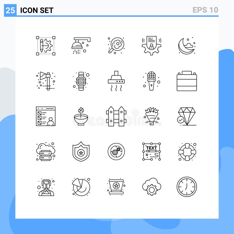 Pack of 25 Creative Lines of Moon, Profile, Medical, User, Egg Stock ...