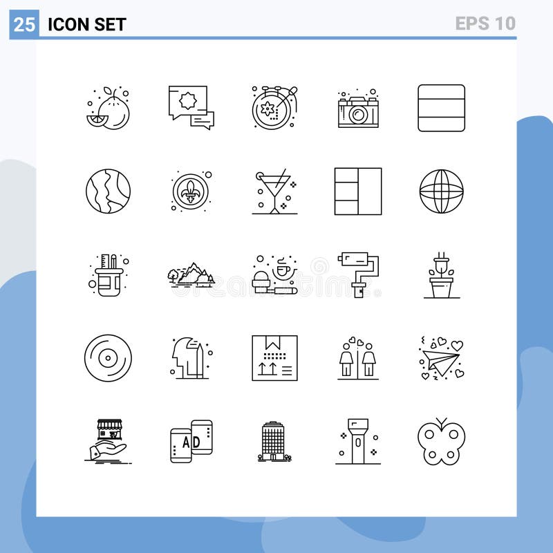 Universal Icon Symbols Group of 25 Modern Lines of Stack, Grid, Design ...