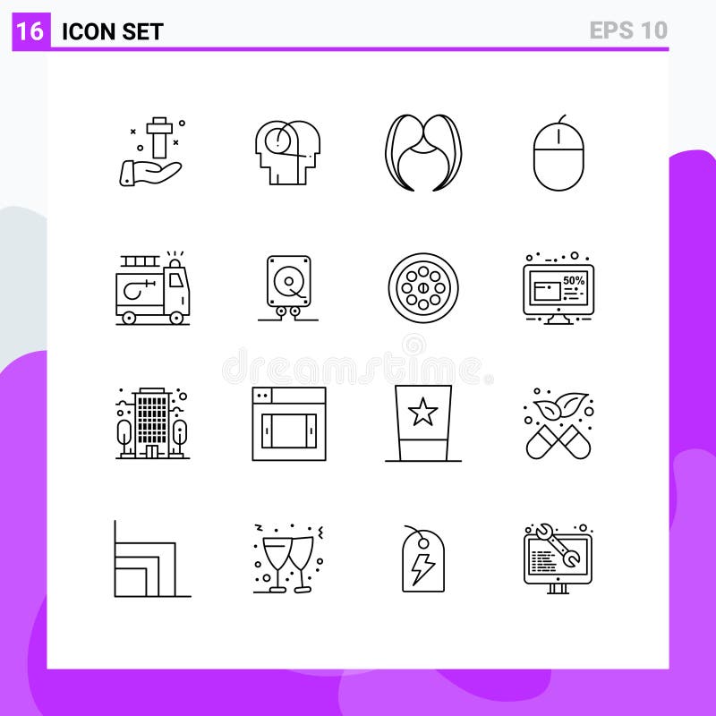 Pack of 16 Creative Outlines of Hardware, Devices, Human, Computers ...