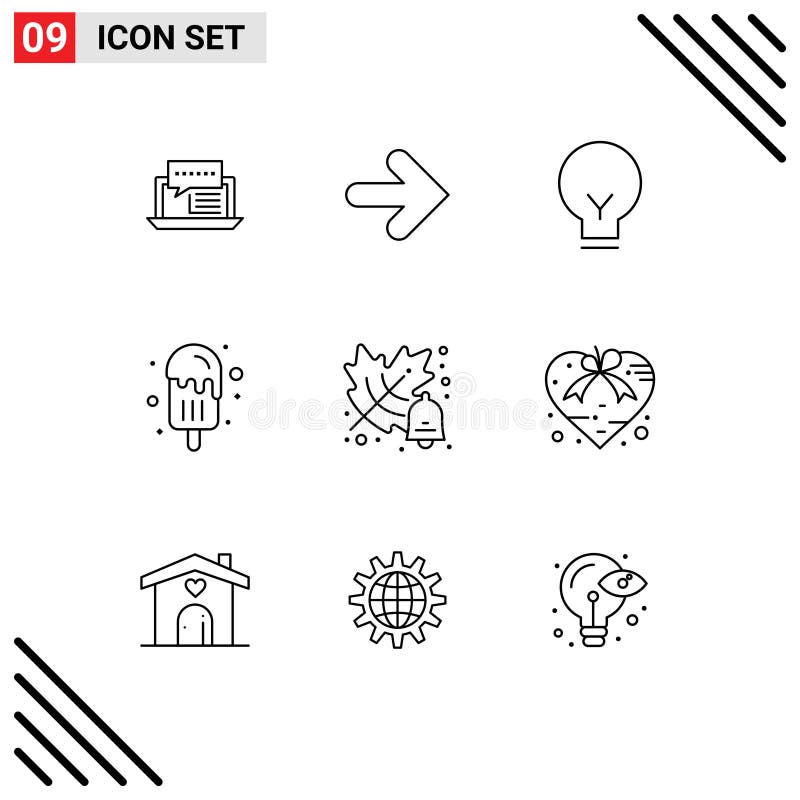 Pack of 9 Creative Outlines of Summer, Ice Cream, Arrows, Dessert ...