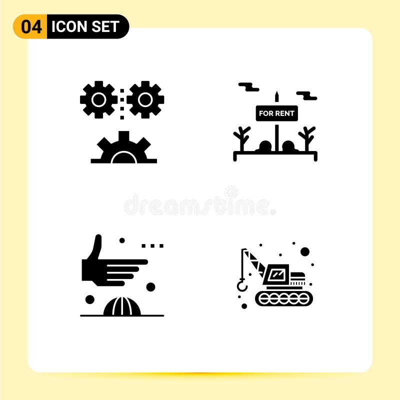 Pack of 4 Creative Solid Glyphs of Applied Science, Agreement ...