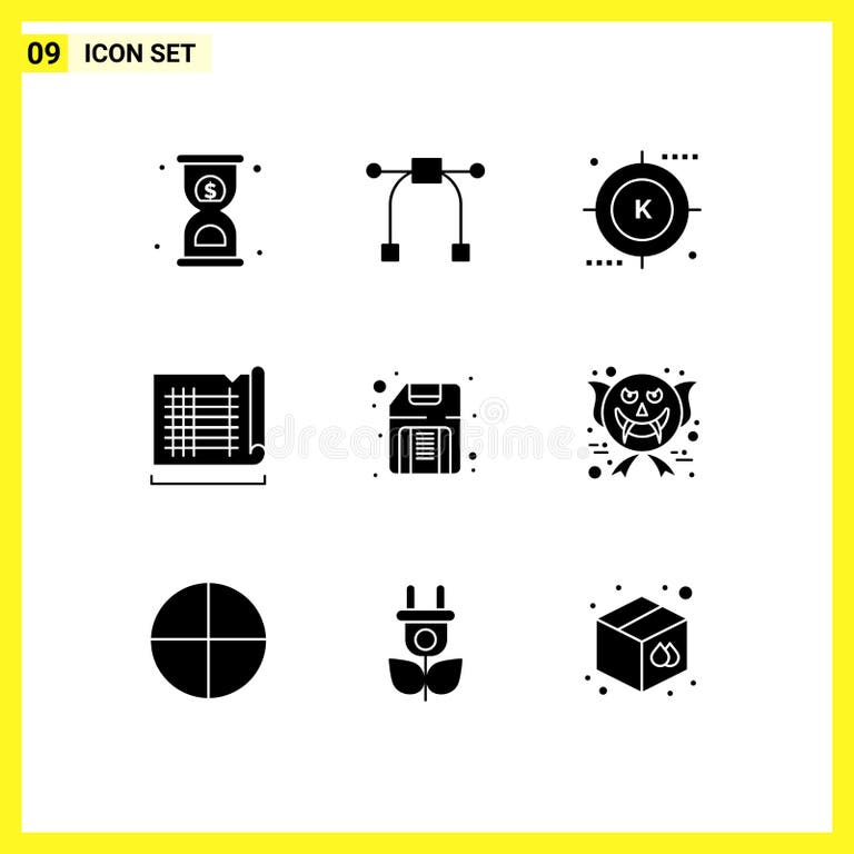 Pack of 9 Creative Solid Glyphs of Disk, Map, Keyword, House, Construction Stock Vector ...