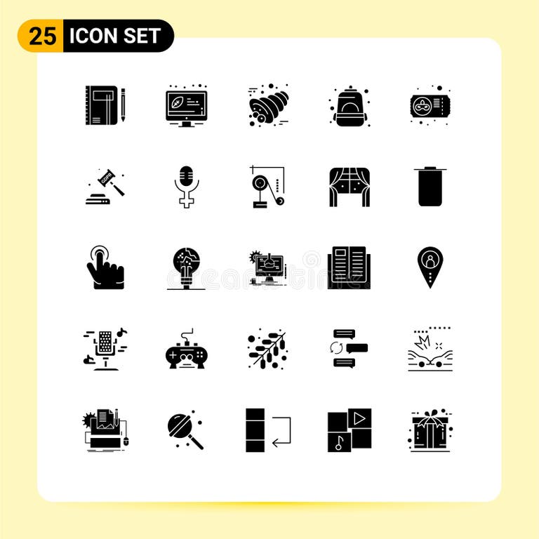 Pack of 25 Creative Solid Glyphs of Mountain, Backpack, Ecology ...