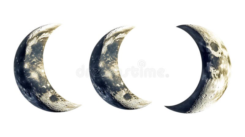 Pack of Crescent Moon Set of Three Different Poses Set Against ...