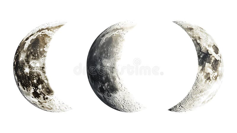 Pack of Crescent Moon Set of Three Different Poses Set Against ...