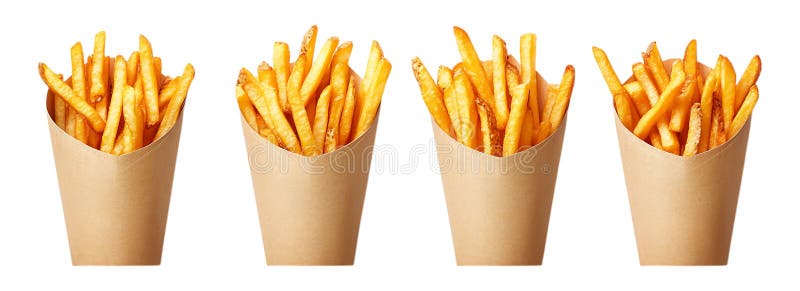 Pack of Crispy Fried Potato Chips for Takeout on Transparent Background ...