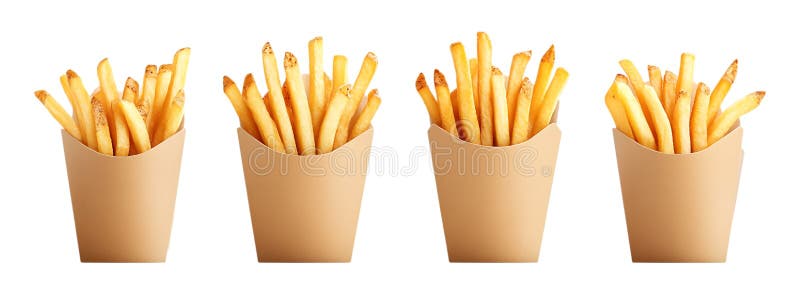 Pack of Crispy Fried Potato Chips for Takeout on Transparent Background ...