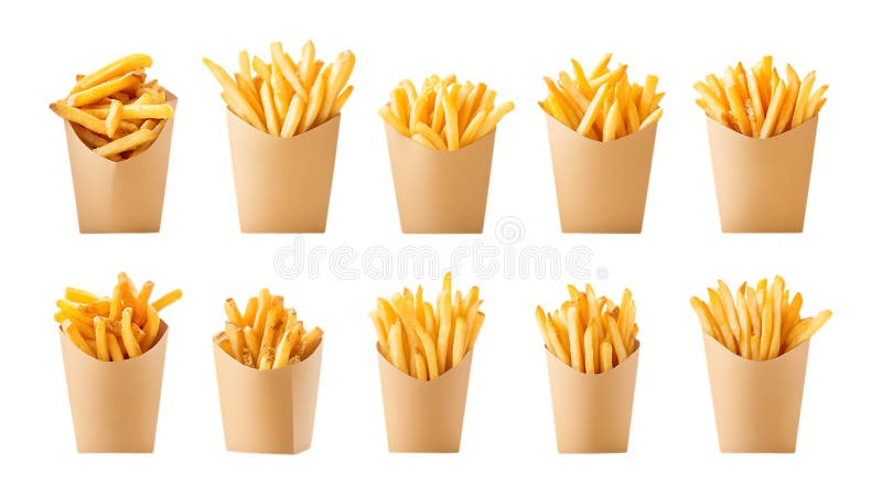 Pack of Crispy Fried Potato Chips for Takeout on Transparent Background ...