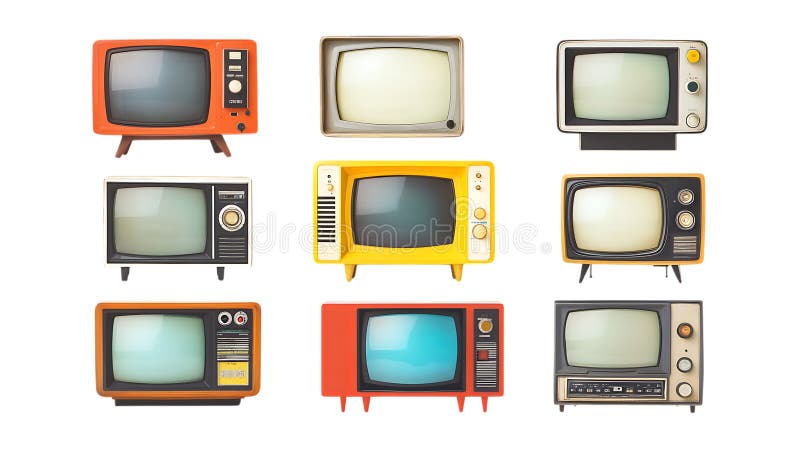 Pack of CRT Retro TV on Transparent Background Stock Illustration ...