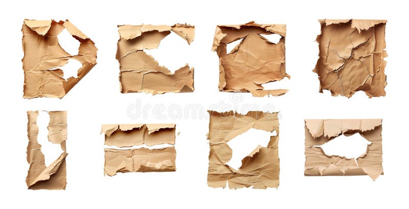 Pack of Crushed Paper Pieces on Transparent Background Stock ...