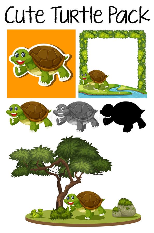 A pack of cute turtle stock vector. Illustration of clipart - 138886773