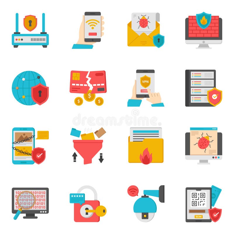 Pack of Cyber Security Flat Icon Stock Illustration - Illustration of ... Pack of Cyber Security Flat Icon Stock Illustration - Illustration of ...