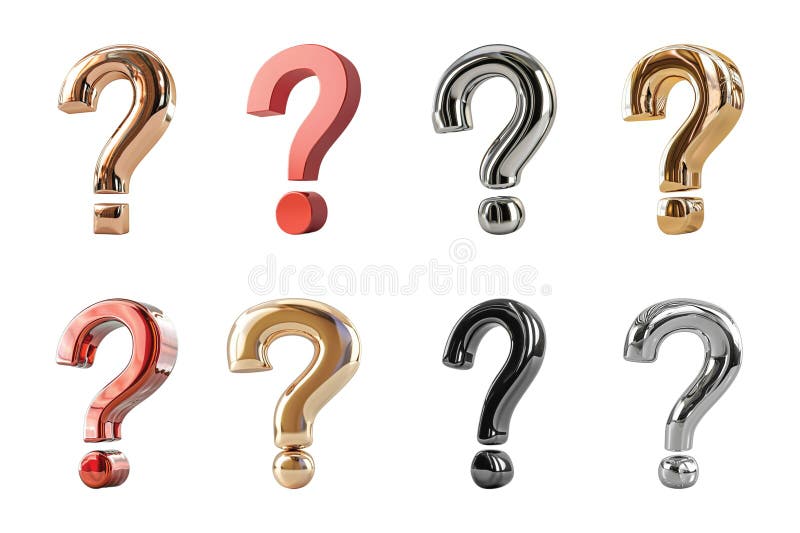 Pack of 3D Question Mark on Transparent Background Stock Illustration ...