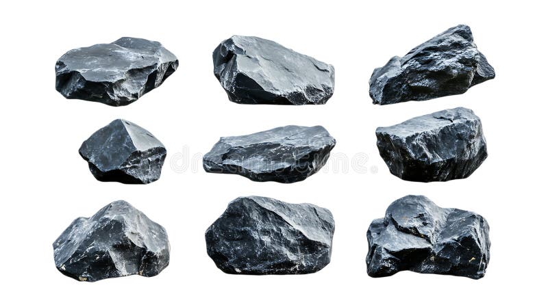 Pack of Dark Gray Rocks on Transparent Background Stock Illustration ...