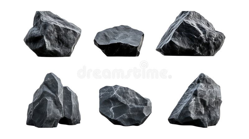 Pack of Dark Gray Rocks on Transparent Background Stock Illustration ...