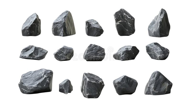 Pack of Dark Gray Rocks on Transparent Background Stock Illustration ...