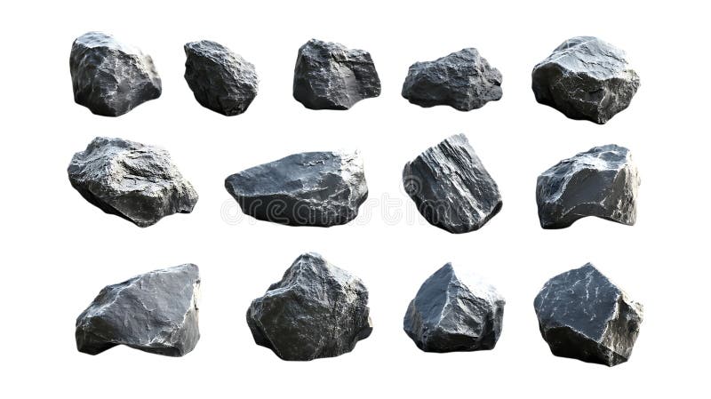 Pack of Dark Gray Rocks on Transparent Background Stock Illustration ...