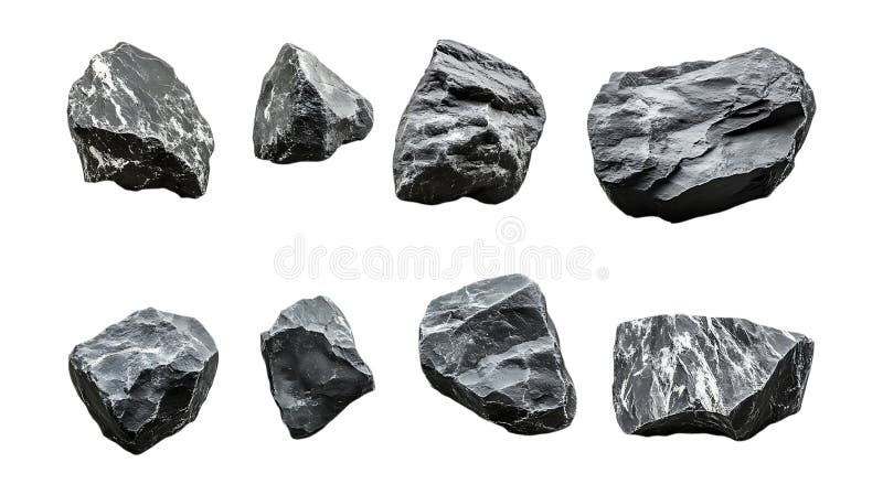 Pack of Dark Gray Rocks on Transparent Background Stock Illustration ...