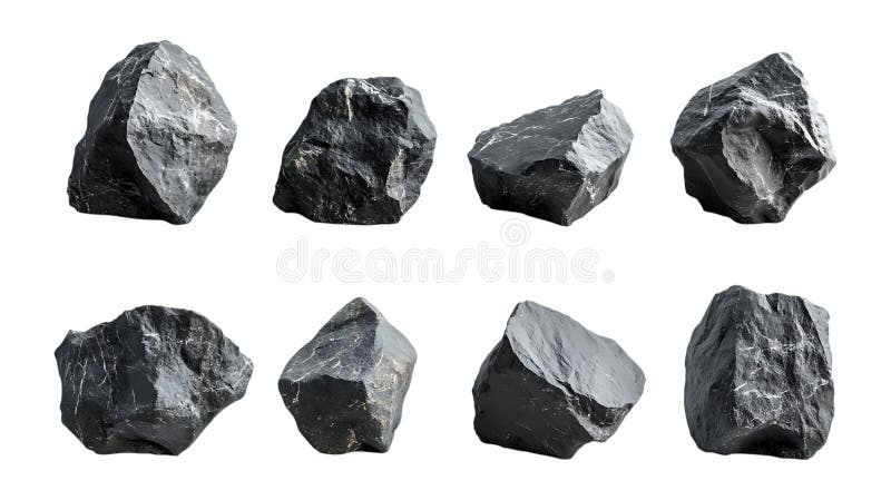 Pack of Dark Gray Rocks on Transparent Background Stock Illustration ...