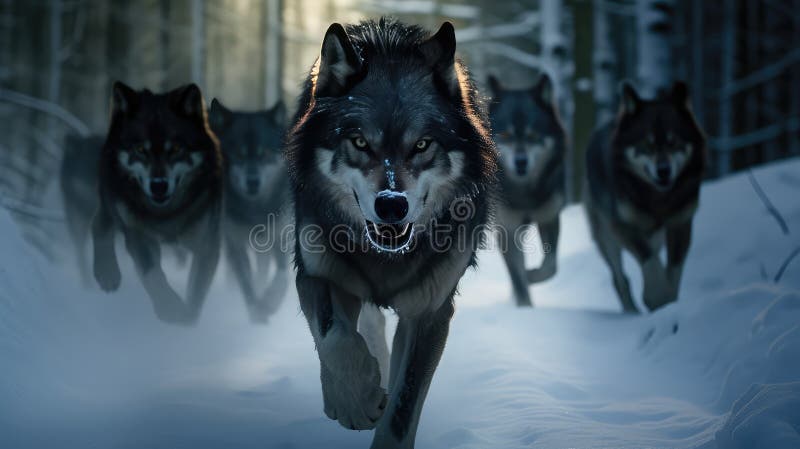 Pack dark wolf stock illustration. Illustration of generated - 324918252