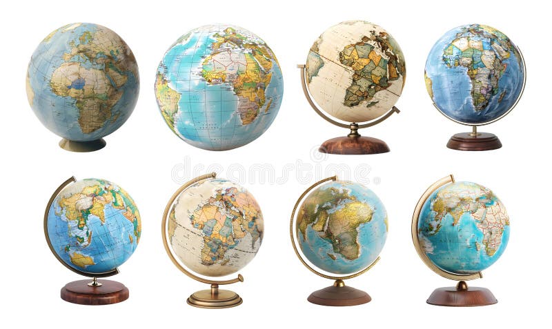 Pack of Desktop Rotating Globe Earth on Transparent Background Stock ...