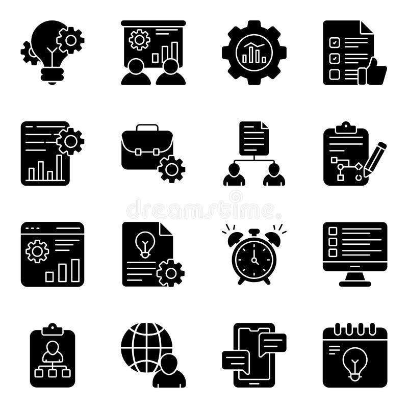 Pack of Development Solid Icons Stock Vector - Illustration of ...