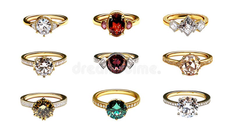 Pack of Diamond Ring on Transparent Background Stock Illustration ...