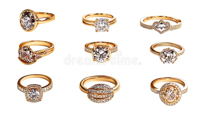 Pack of Diamond Ring on Transparent Background Stock Illustration ...