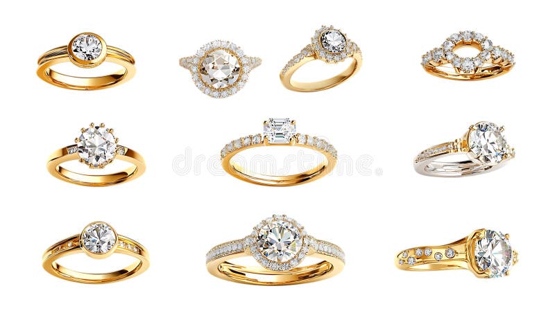 Pack of Diamond Ring on Transparent Background Stock Illustration ...
