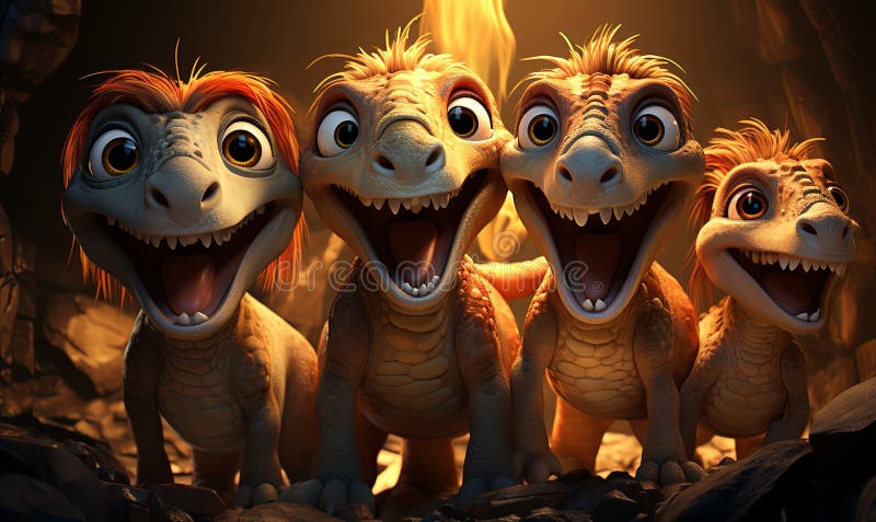 Group of Dinosaurs Roaring Together Stock Image - Image of cretaceous ...