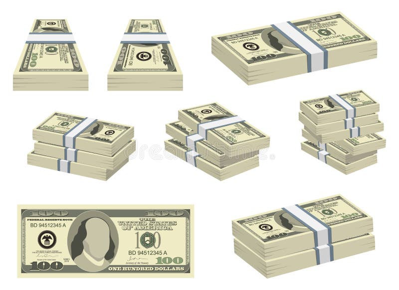 Pack of Dollars Money Vector Design Illustration Isolated on White ...