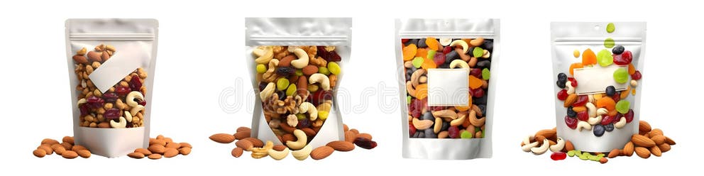 Pack of Dry Fruits Packet on Transparent Background Stock Illustration ...